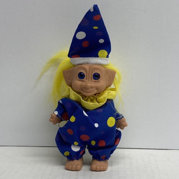 Unbranded | Toys | Vtg Clown Troll Doll Blue Eyes Yellow Hair Made In ...